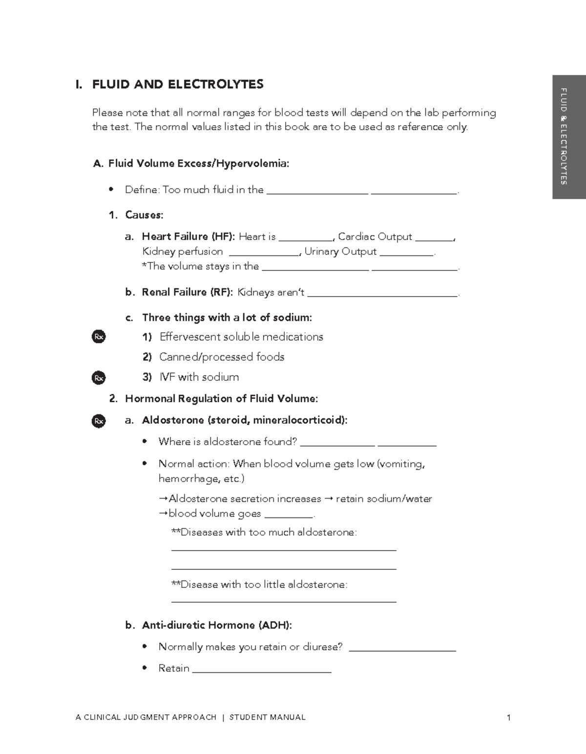 1-Fluids Electrolytes - A CLINICAL JUDGMENT APPROACH | STUDENT MANUAL 1 ...