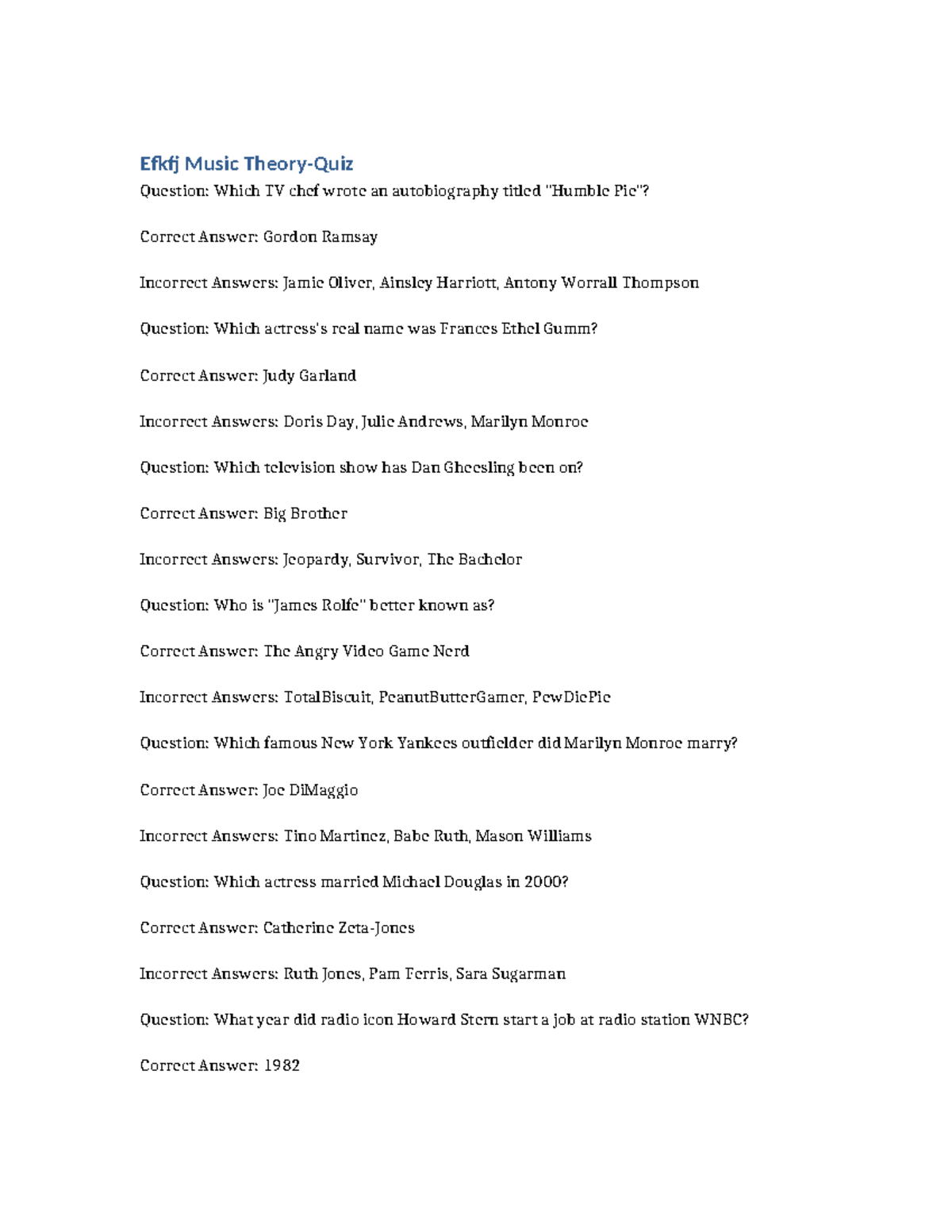 Efkfj Music Theory-Quiz - Efkfj Music Theory-Quiz Question: Which TV ...