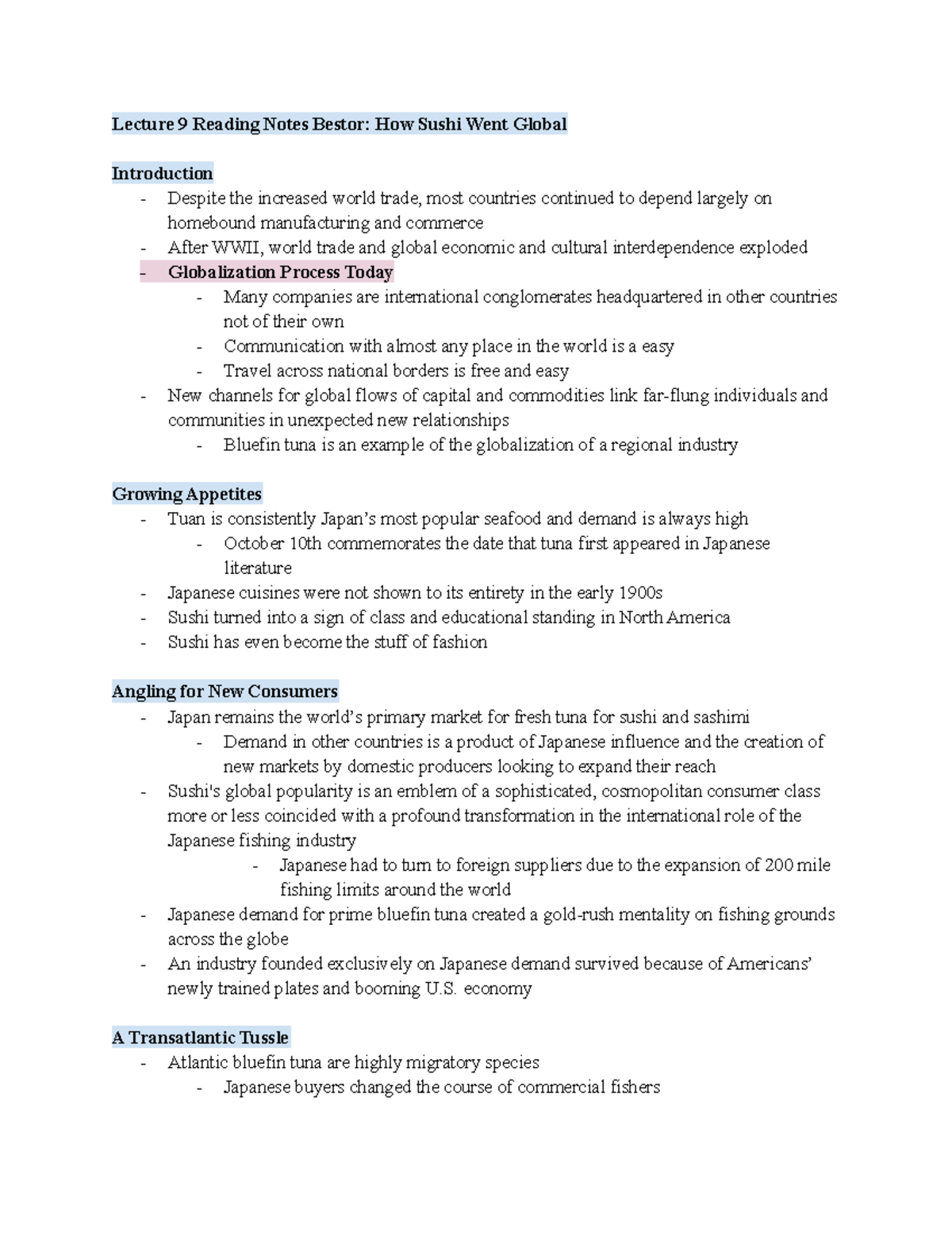 ANT 10CD Lecture 9 Reading Notes Bestor How Shushi Went Global ...