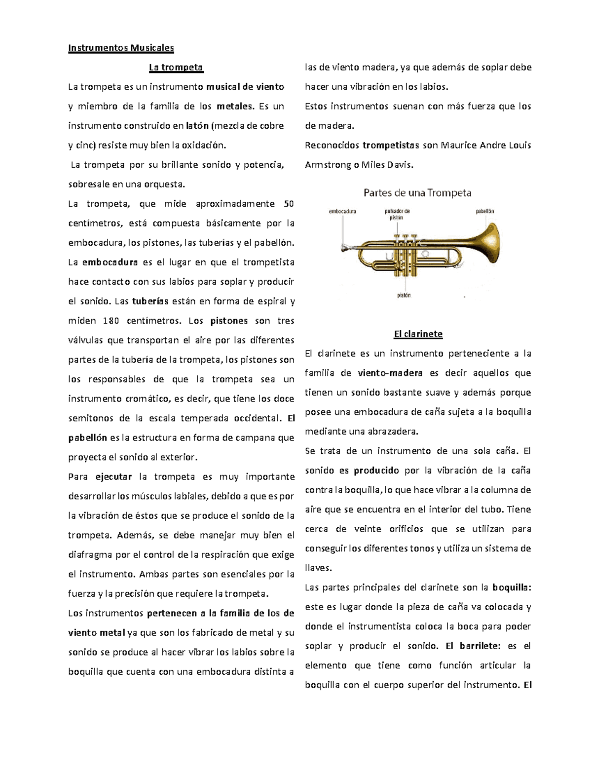 Instrumentos Musicales 1 - Instrumentos Musicales La trompeta La ...