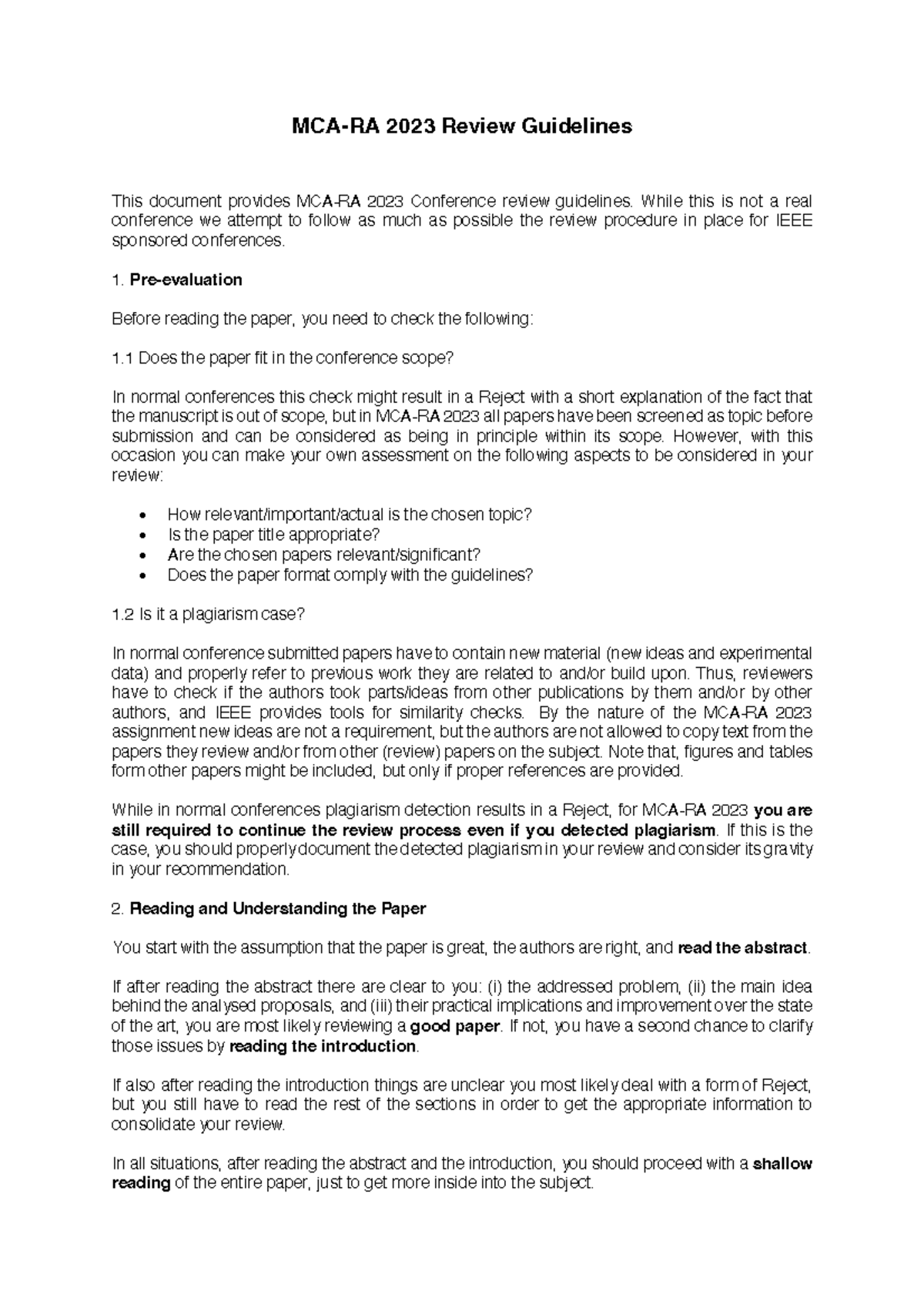 RA Review Guidelines - MCA-RA 20 23 Review Guidelines This document ...