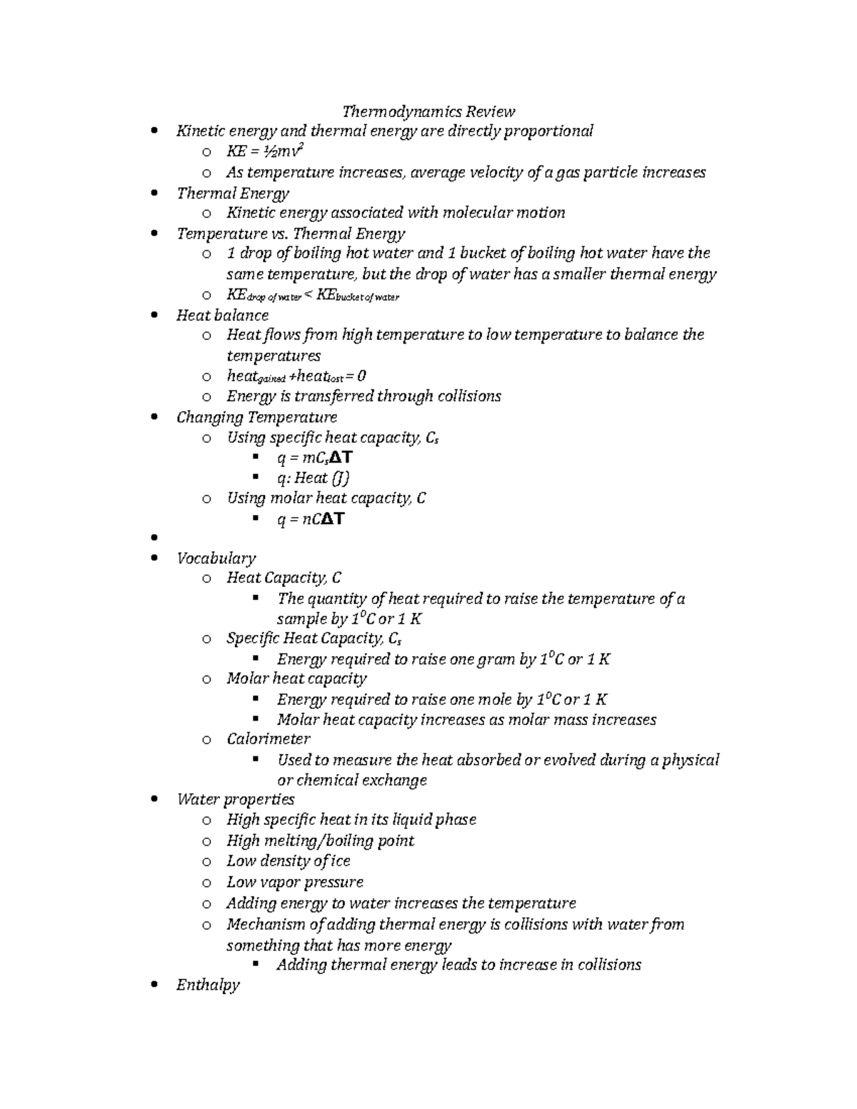 Thermodynamics Review - Thermal Energy o 1 drop of boiling hot water ...