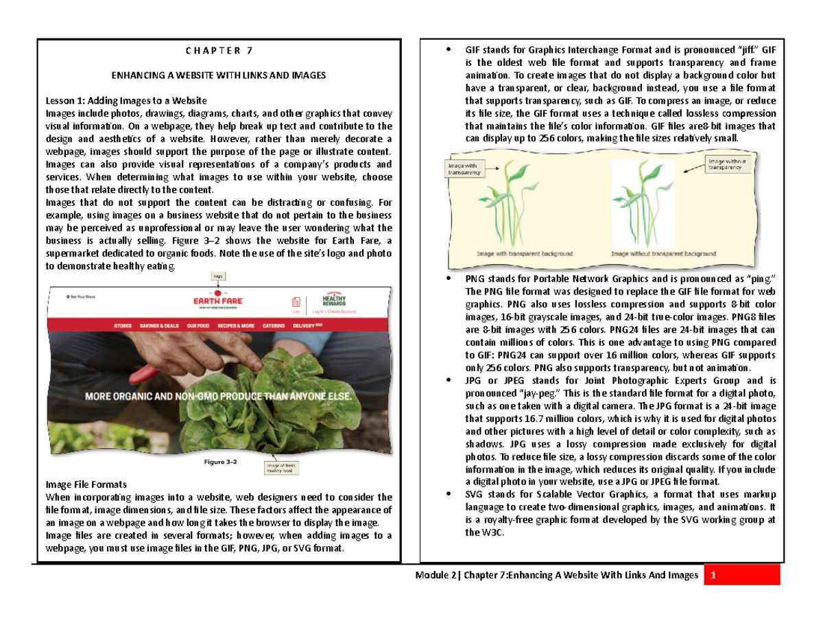 HCI 101 M2 C7 - Human Computer Interaction - C H A P T E R 7 ENHANCING A WEBSITE WITH LINKS AND ...