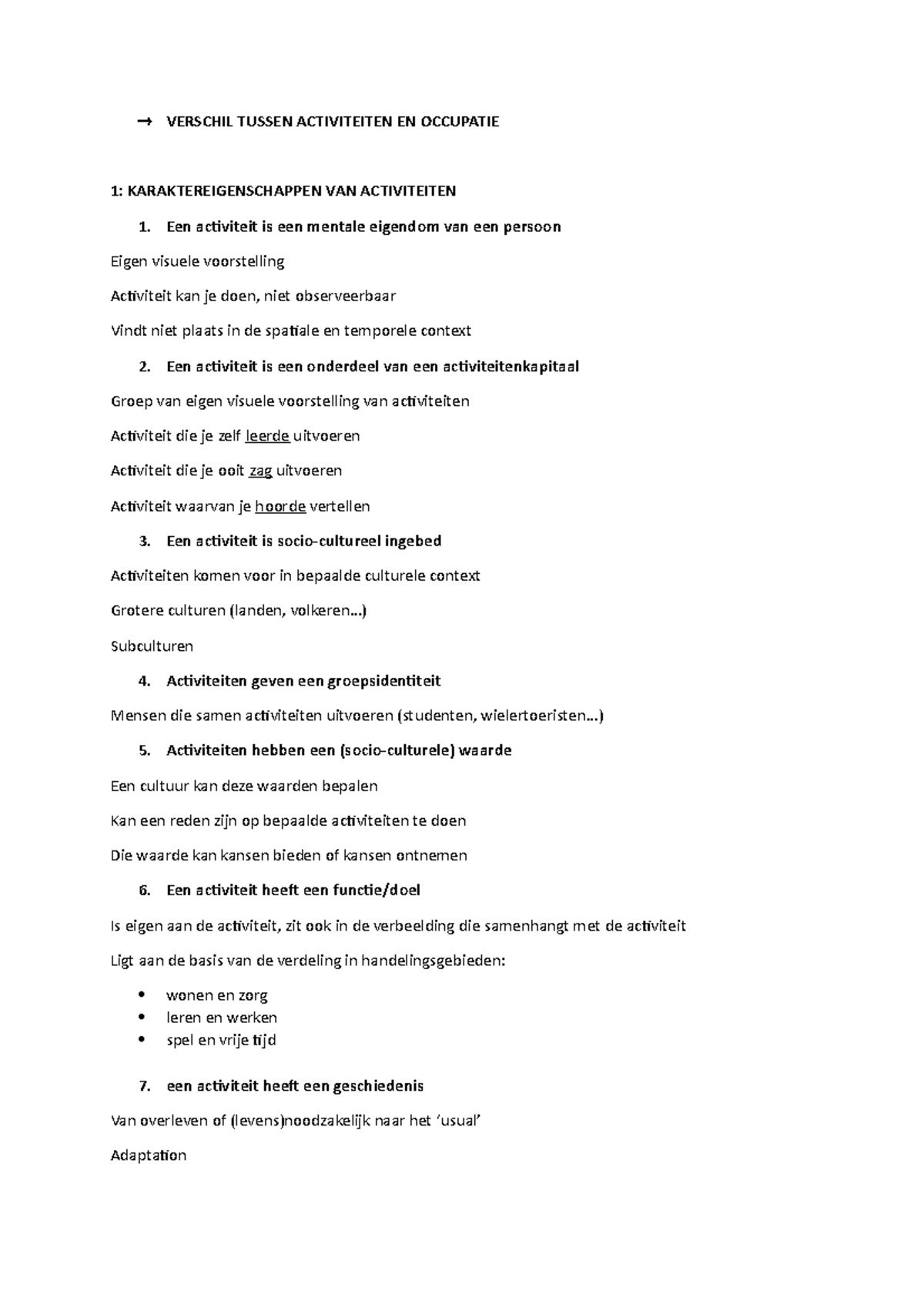 Les 2 - verschil tussen activiteit en occupatie (002) - VERSCHIL TUSSEN ...