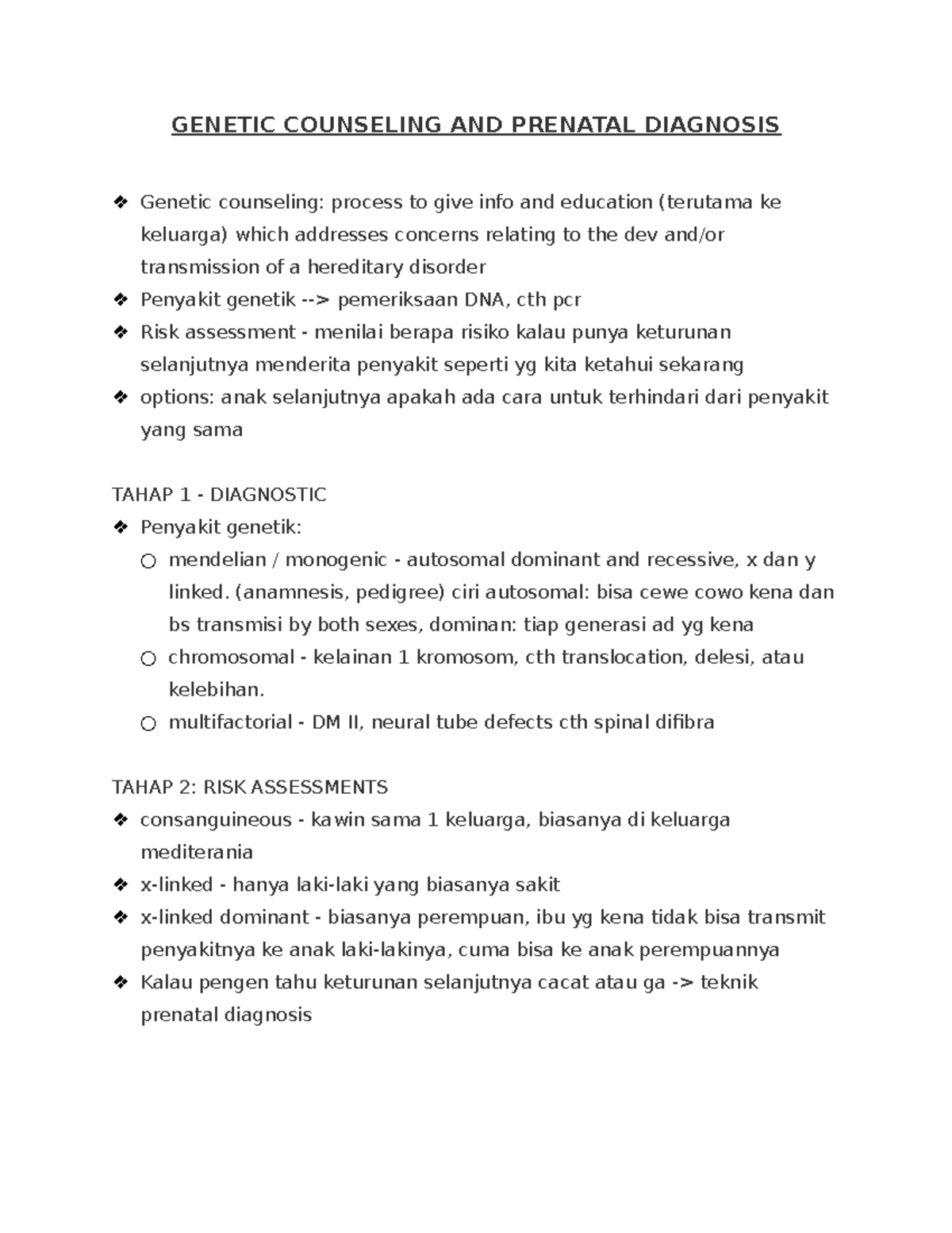 Genetic Counseling and Prenatal Diagnosis - GENETIC COUNSELING AND ...