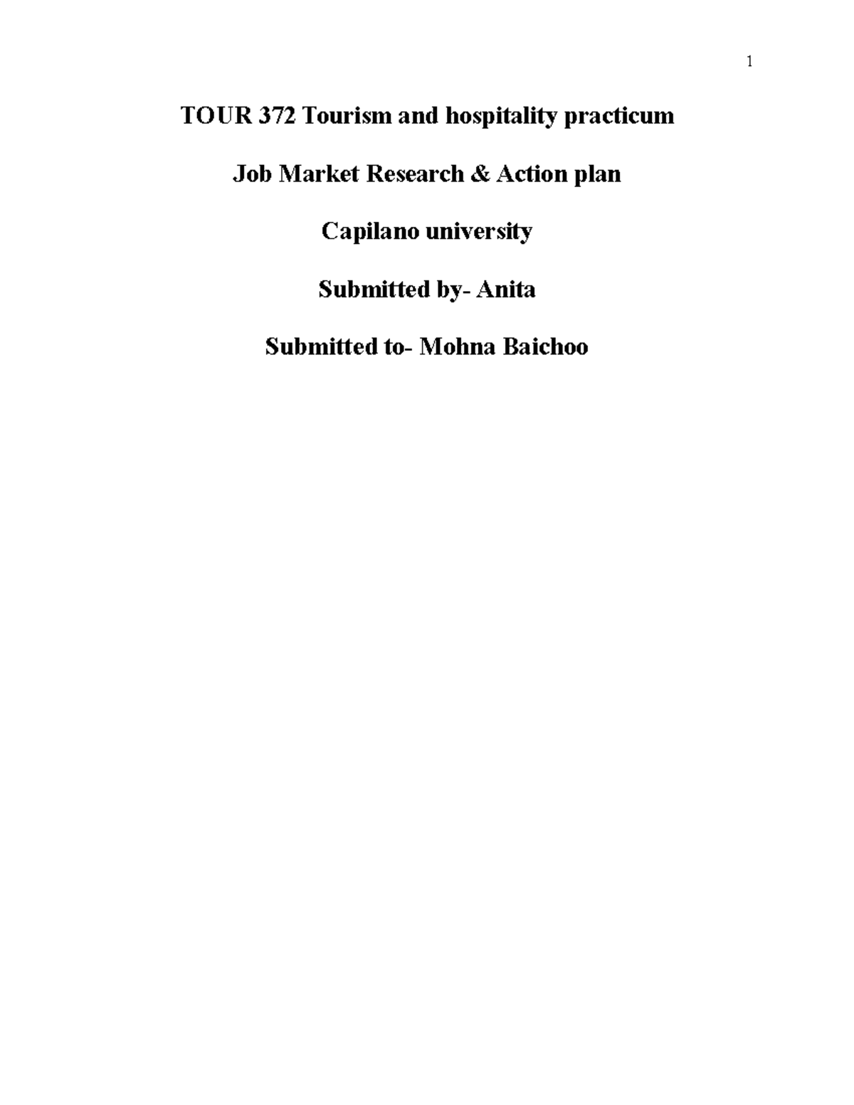 BC Labour Market Final (1) - TOUR 372 Tourism and hospitality practicum ...