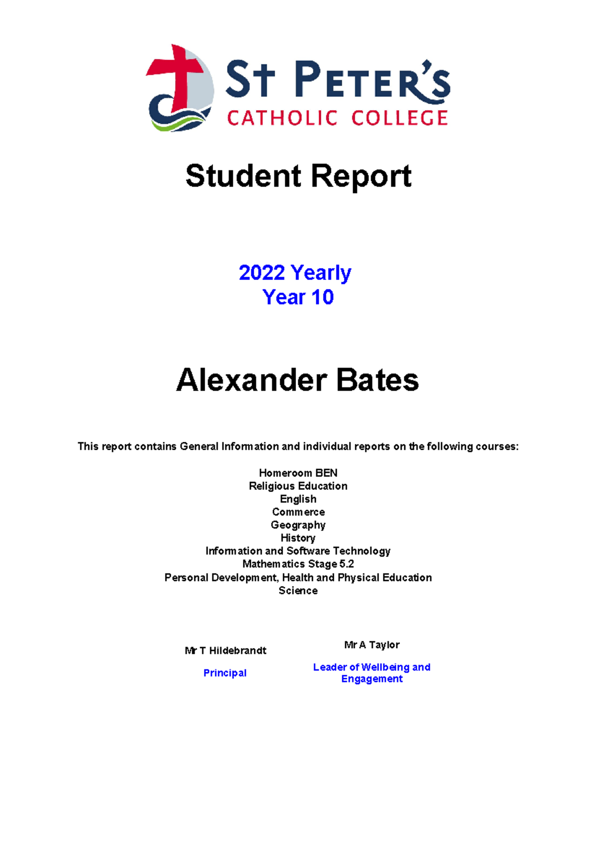 402708 2022 2 - vnfndnfnei - Student Report 2022 Yearly Year 10 ...