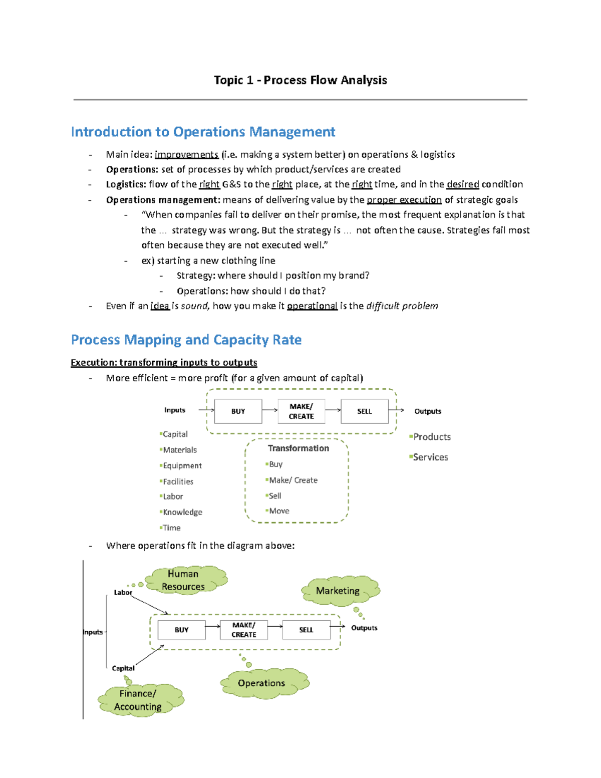Topic 1 - Process Flow Analysis - COMM204 - UBC - Studocu