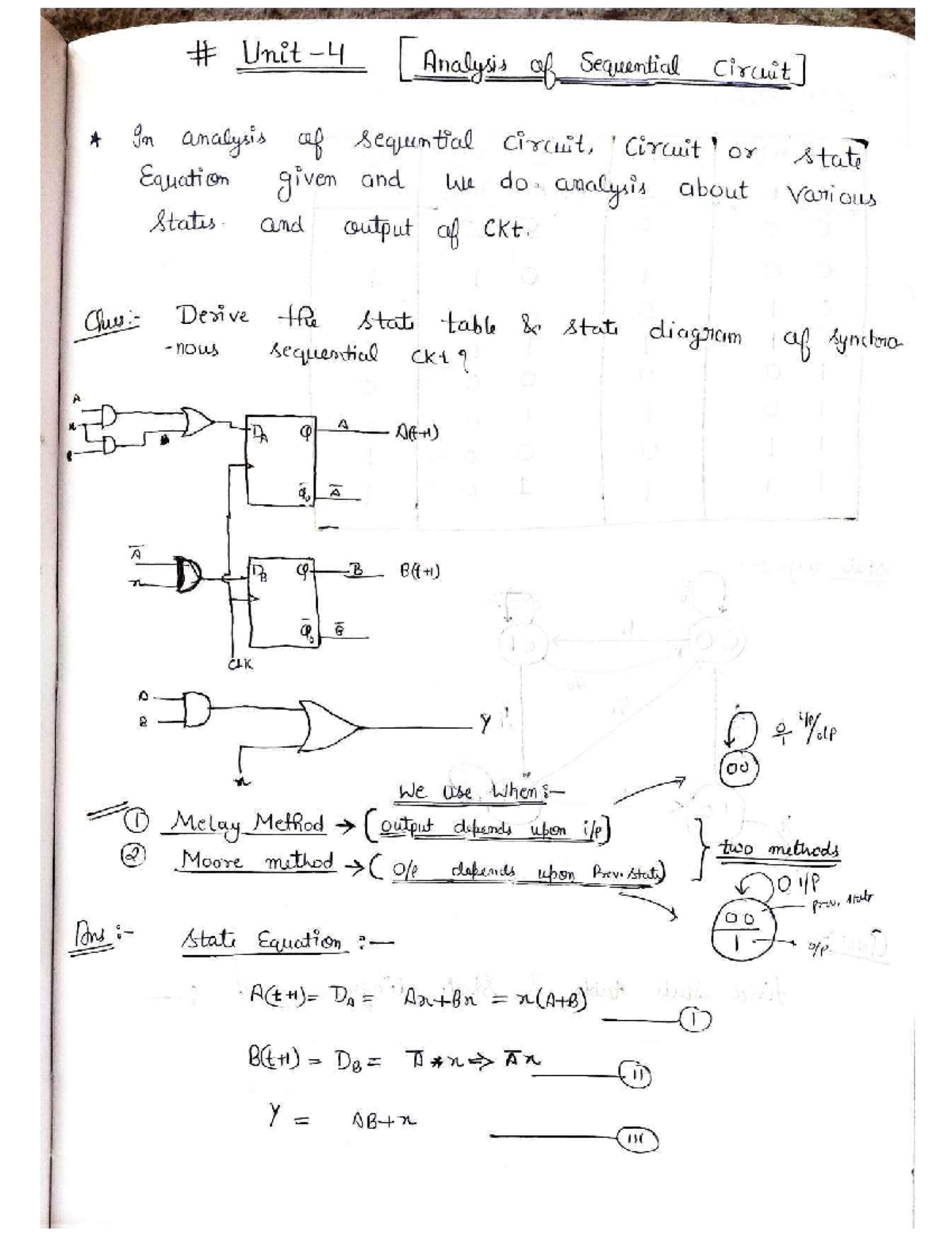 Sequential Circuit UNIT-4 - Unit 4 Analysis of Sequential Circuit In analysis of sequential ...