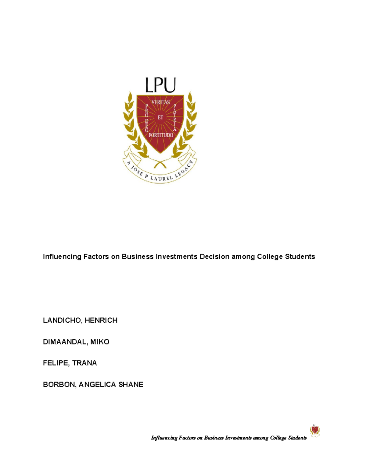 Group-6- Dimaandal- Landicho- Felipe- Borbon - Influencing Factors on ...