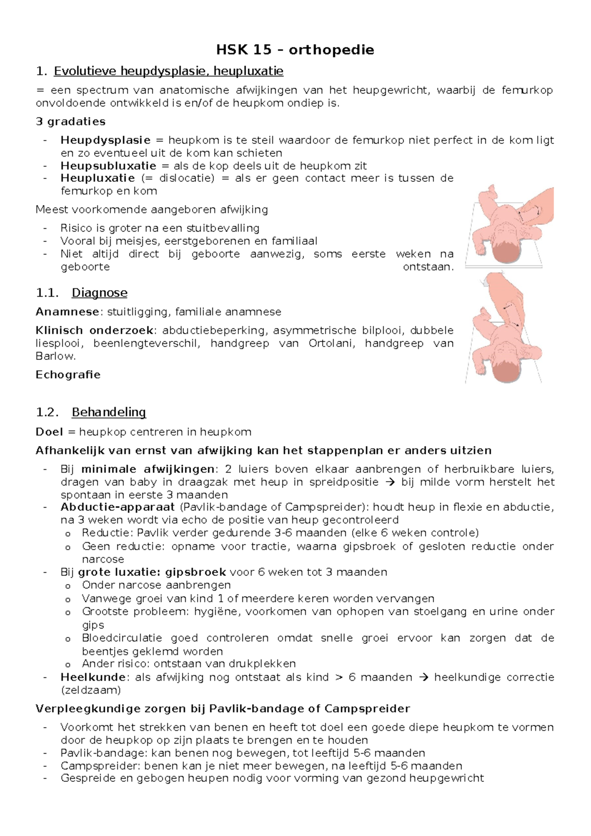 HSK 15 – orthopedie - Samenvatting Specifieke zorgverlening: moeder ...