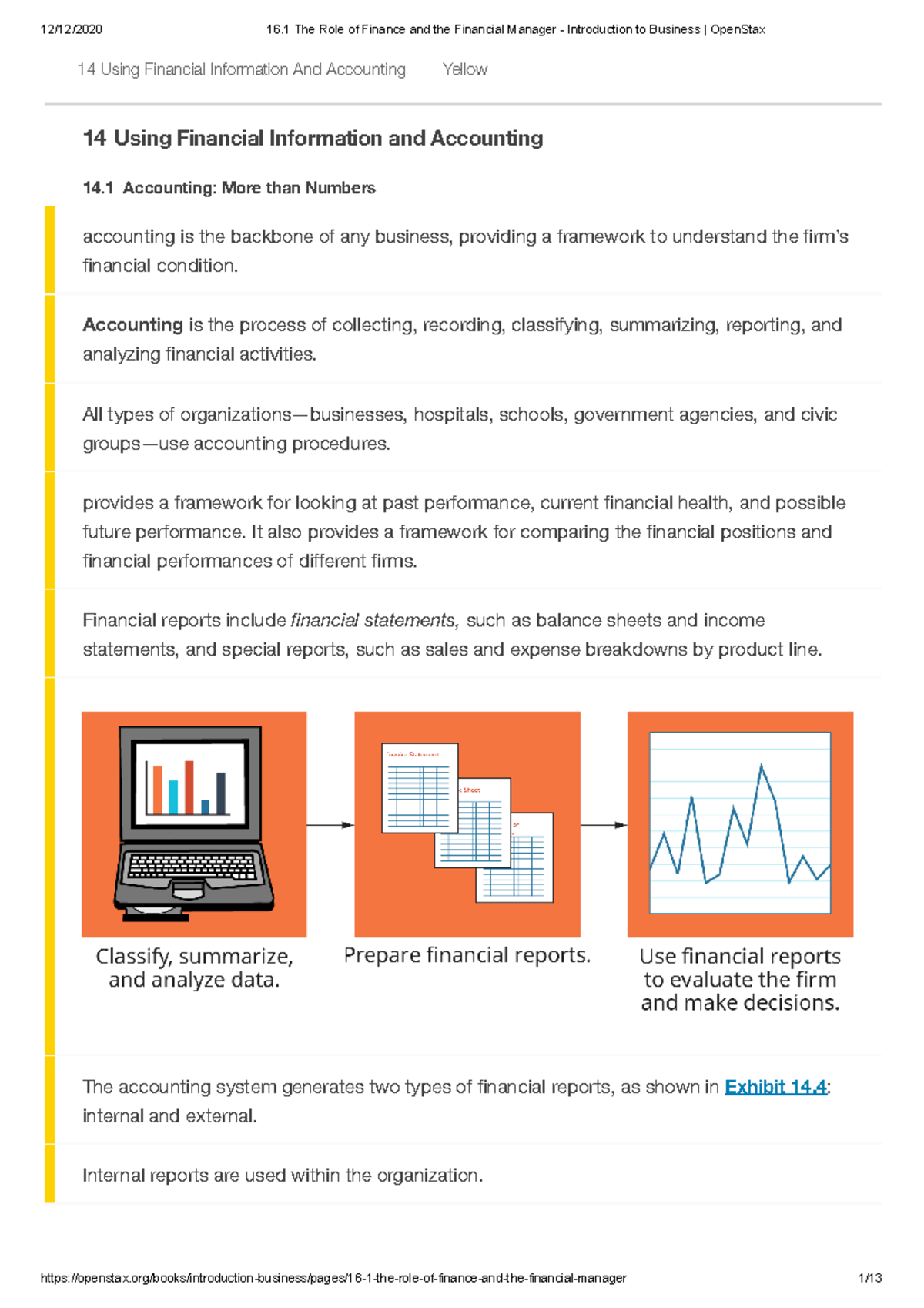 BUS101 Chapter 14 - 14 Using Financial Information and Accounting 14 ...