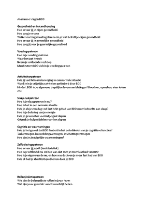 Anamnese - wel - Anamnese vragen dhr van der Vorst Gordon & NSM Zijn er ...