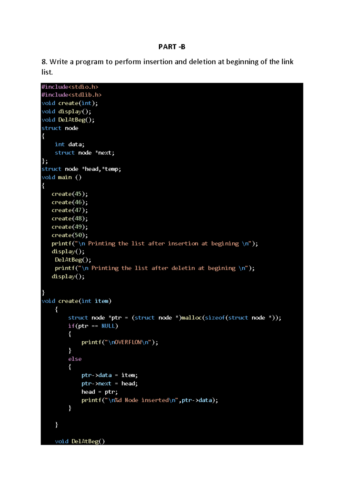 PART B - Geniune source notes of c practical - PART - B 8. Write a ...