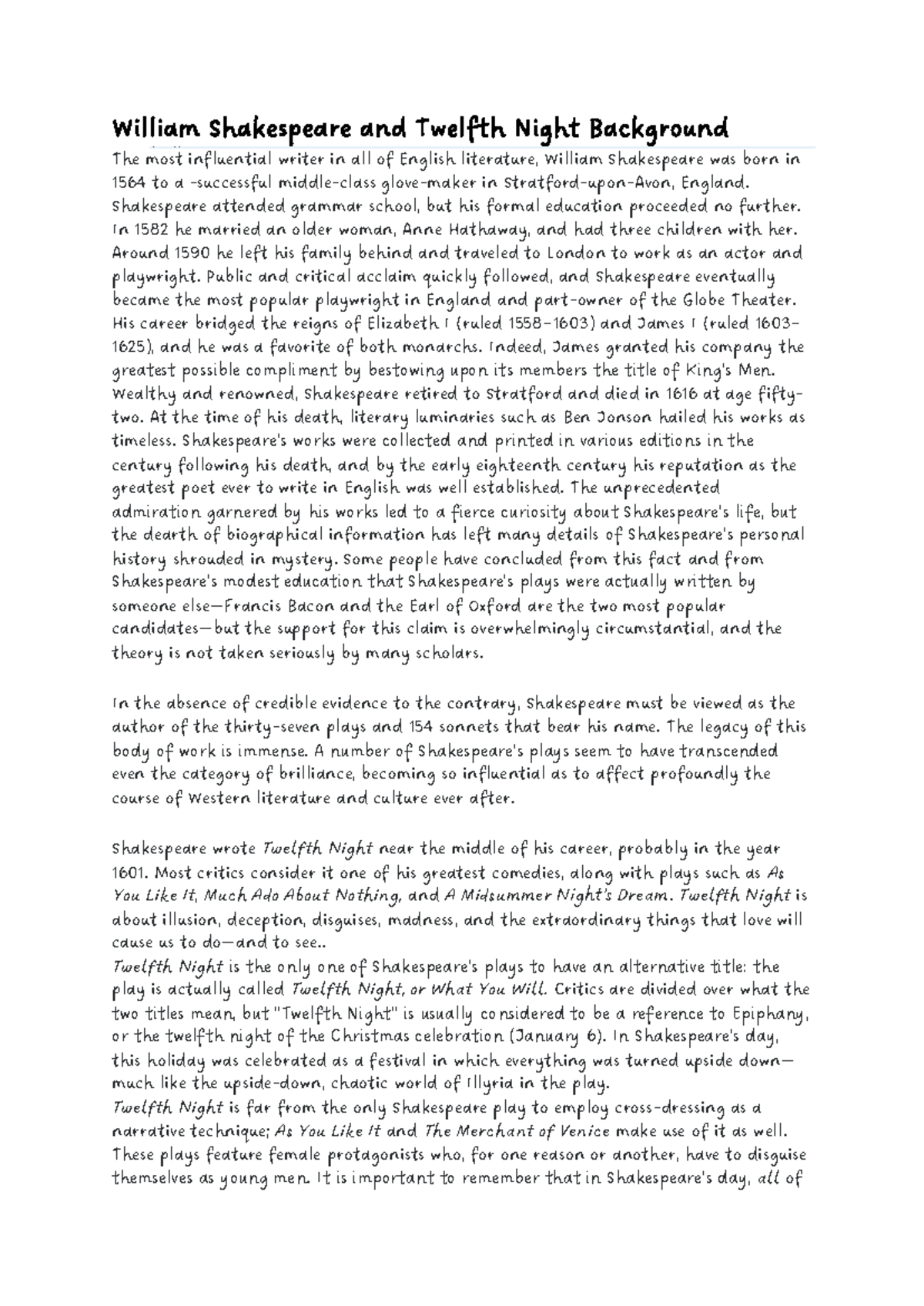 12th Night text background - William Shakespeare and Twelfth Night ...