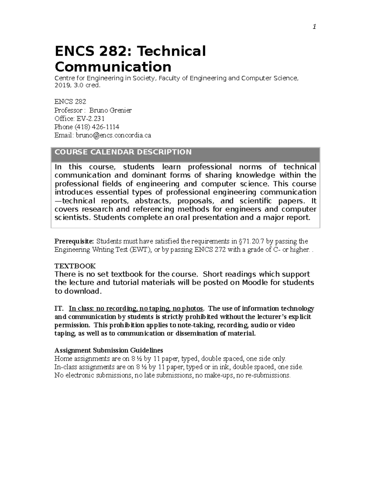 ENCS 282 2022-2023 - ENCS 282: Technical Communication Centre for Engineering in Society ...