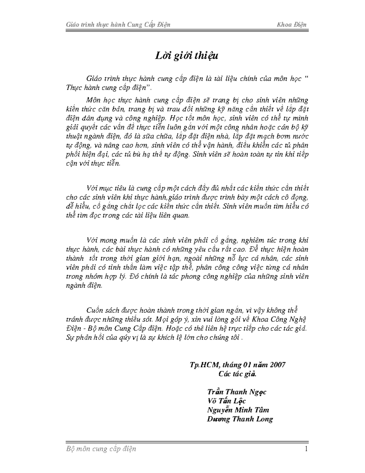 Giao trinh thuc hanh cung cap dien - L i gi i thi u Giáo trình th c hành cung c p i n là tài li ...