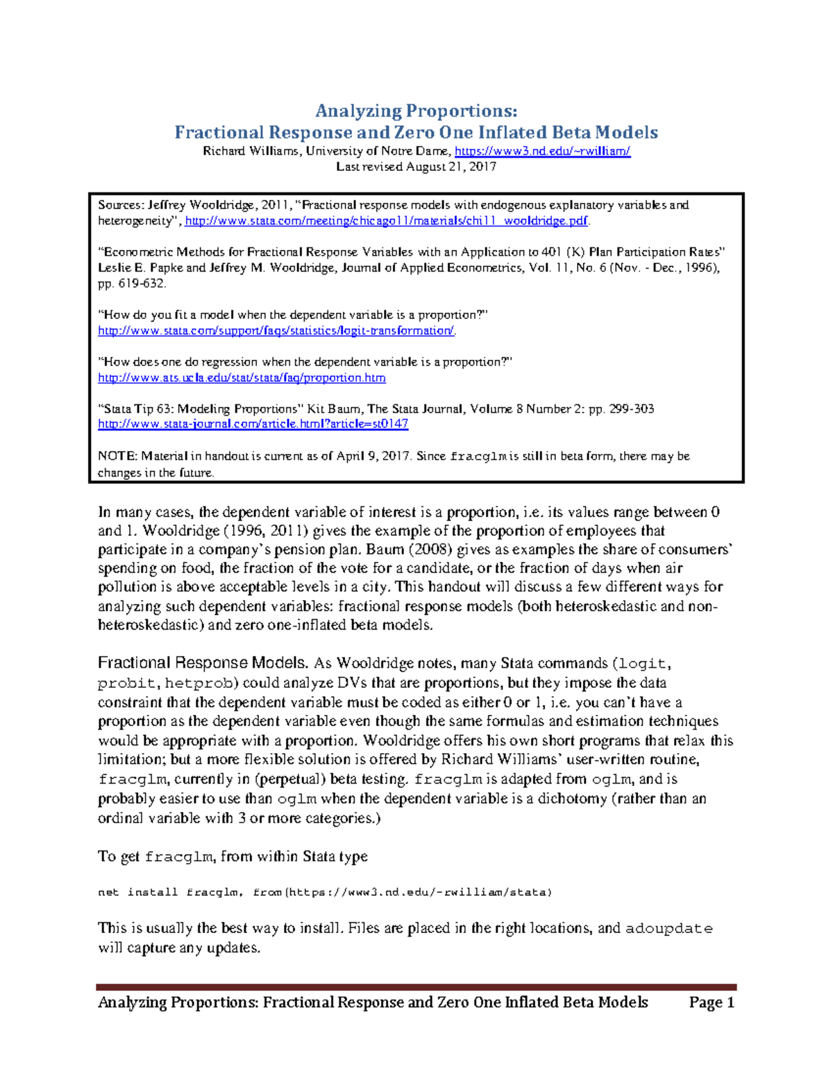 Analyzing Proportions - Fractional Response and Zero One Inflated Beta ...
