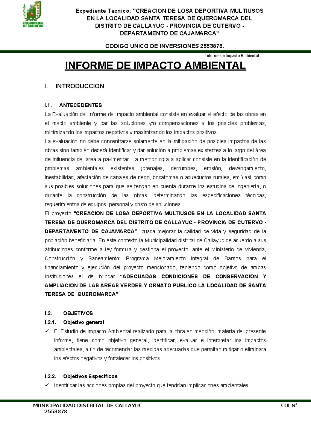 01 Informe Impacto Ambiental - EN LA LOCALIDAD SANTA TERESA DE ...