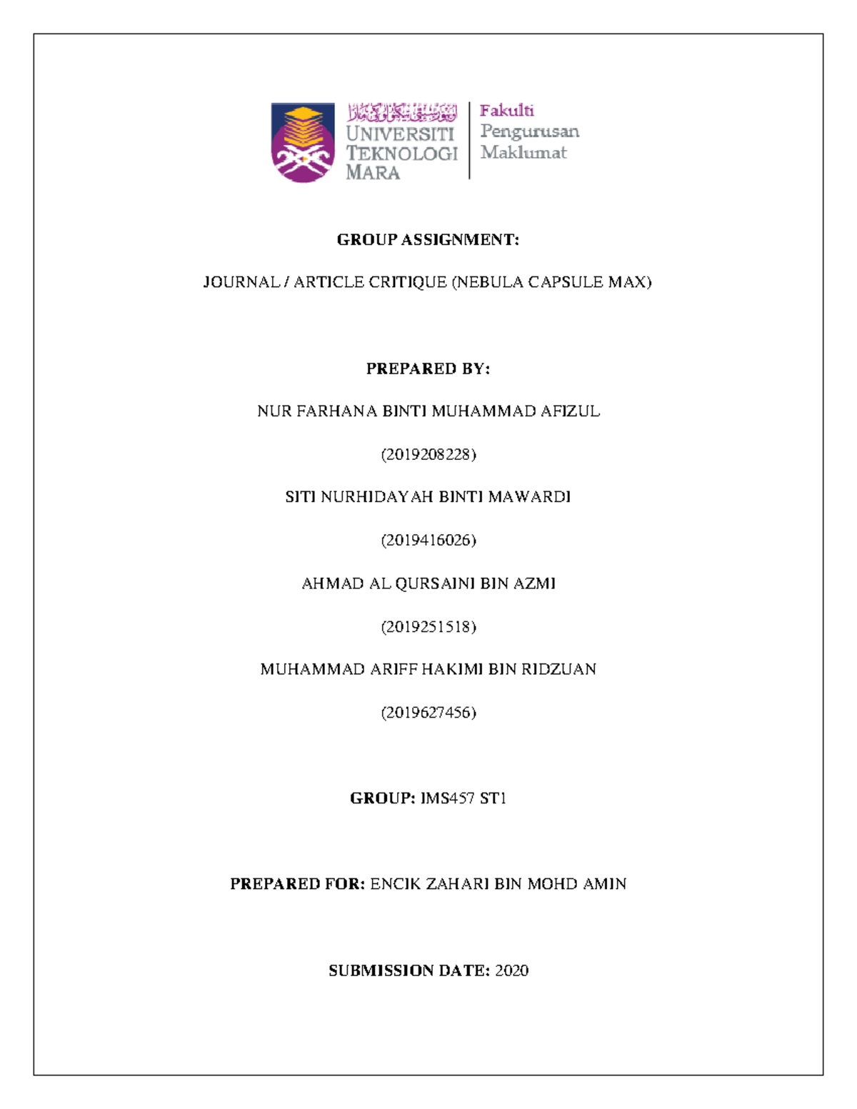 Group Final IMS457 - Multimedia for Information Professionals - UiTM ...