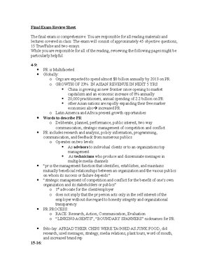 STC259 Public Relations TEST 1 NOTES - Public Relations TEST 1: Intro ...