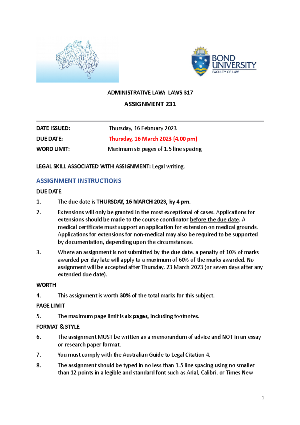 Assignment question 231 - ADMINISTRATIVE LAW: LAWS 317 ASSIGNMENT 231 ...