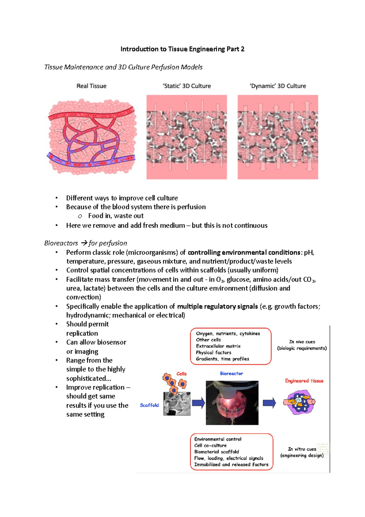 Tissue Engineering L2 - Lecture notes 2 - Introducion to Tissue ...