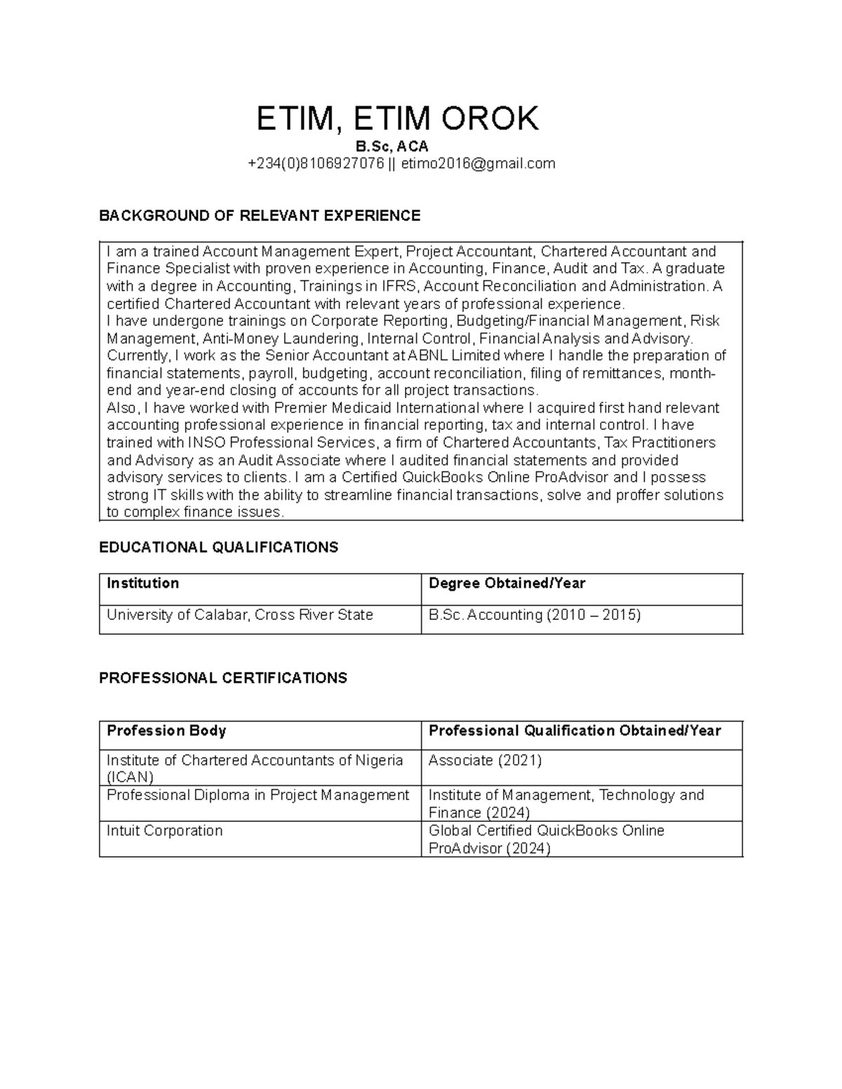 ETIM ETIM OROK - CV - files - ETIM, ETIM OROK B, ACA +234(0)8106927076 ...