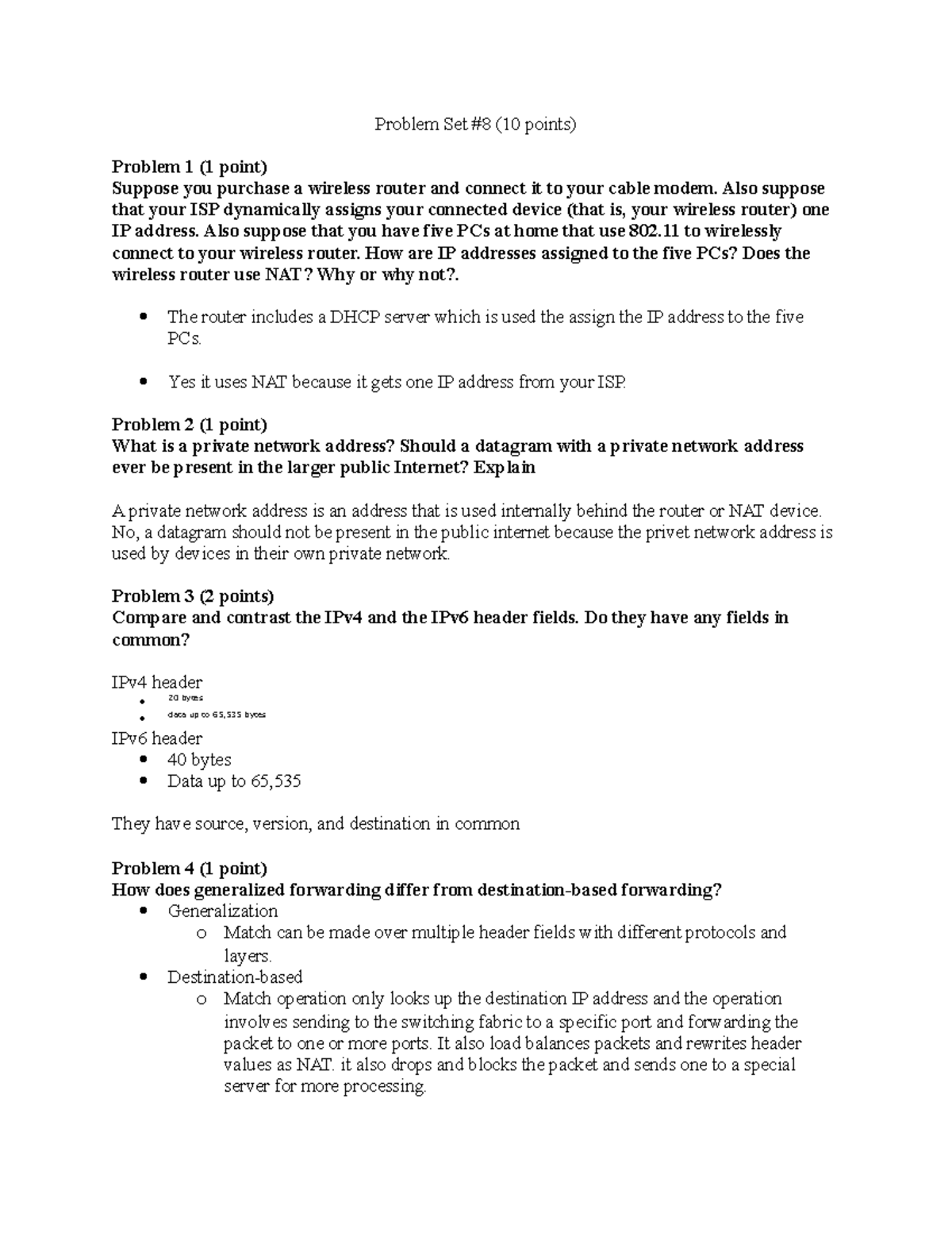 Problem Set 8 - Solutions - Problem Set #8 (10 points) Problem 1 (1 ...