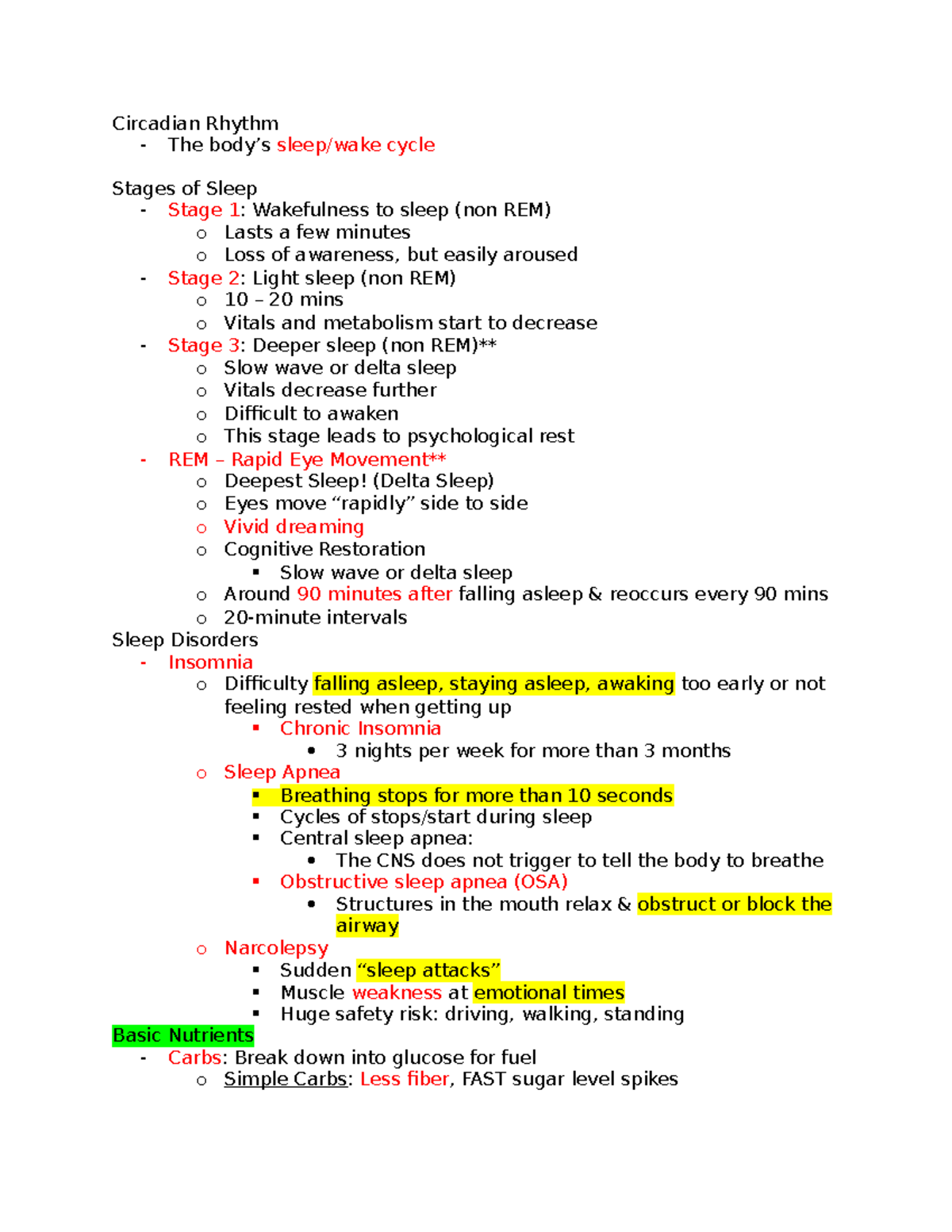 Exam 3 study guide - Circadian Rhythm - The body’s sleep/wake cycle ...