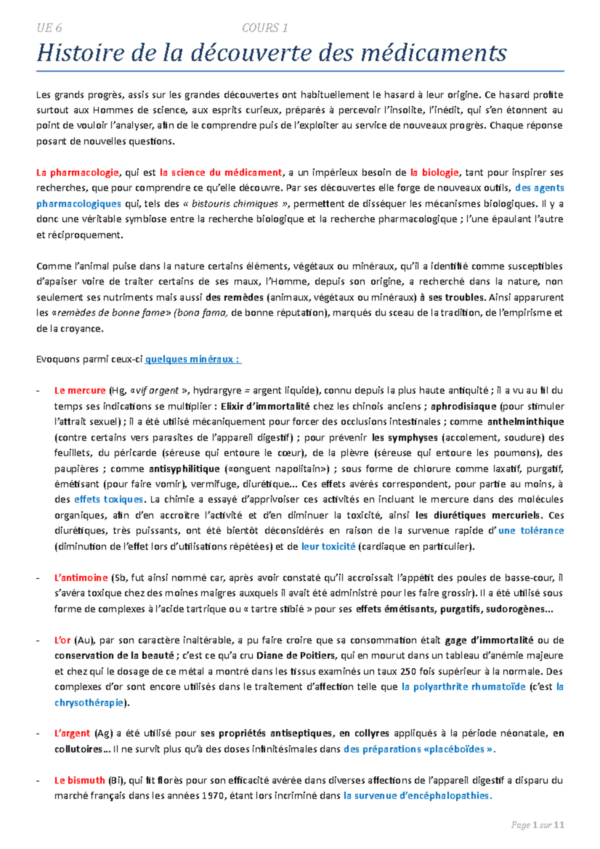 C1 - Histoire de la découverte des médicaments - Histoire de la ...