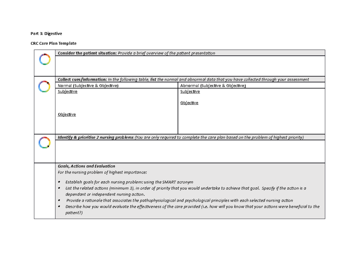 242- Part 3 CRC Care Plan Template - Part 3: Digestive CRC Care Plan ...