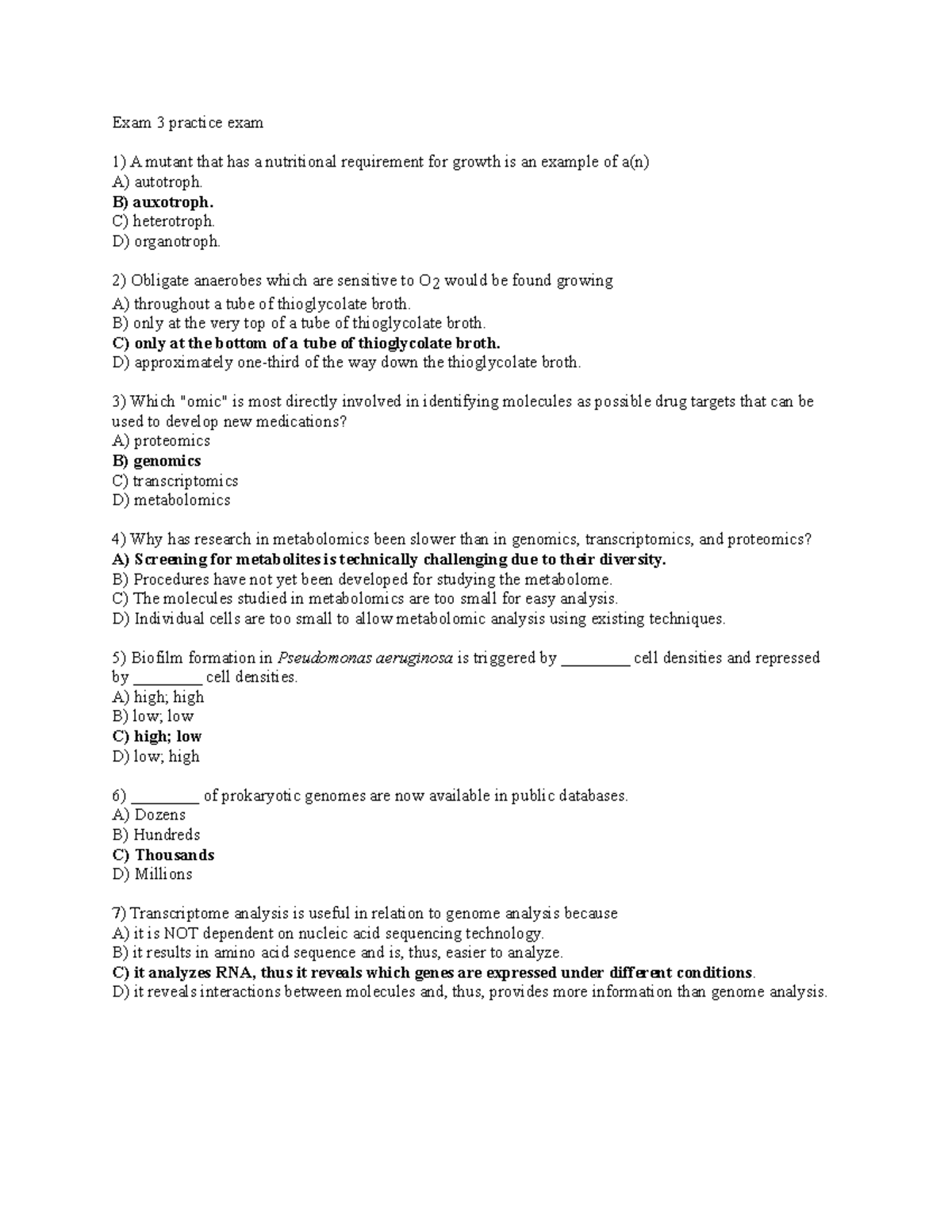 Exam 3 practice exam KEY - Exam 3 practice exam A mutant that has a ...