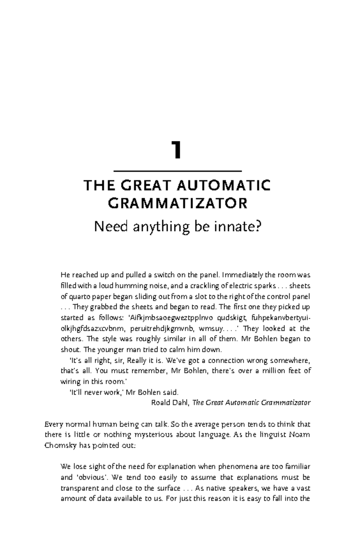 Reading week1 Aitchison Chapter 1 - 1 THE GREAT AUTOMATIC GRAMMATIZATOR ...