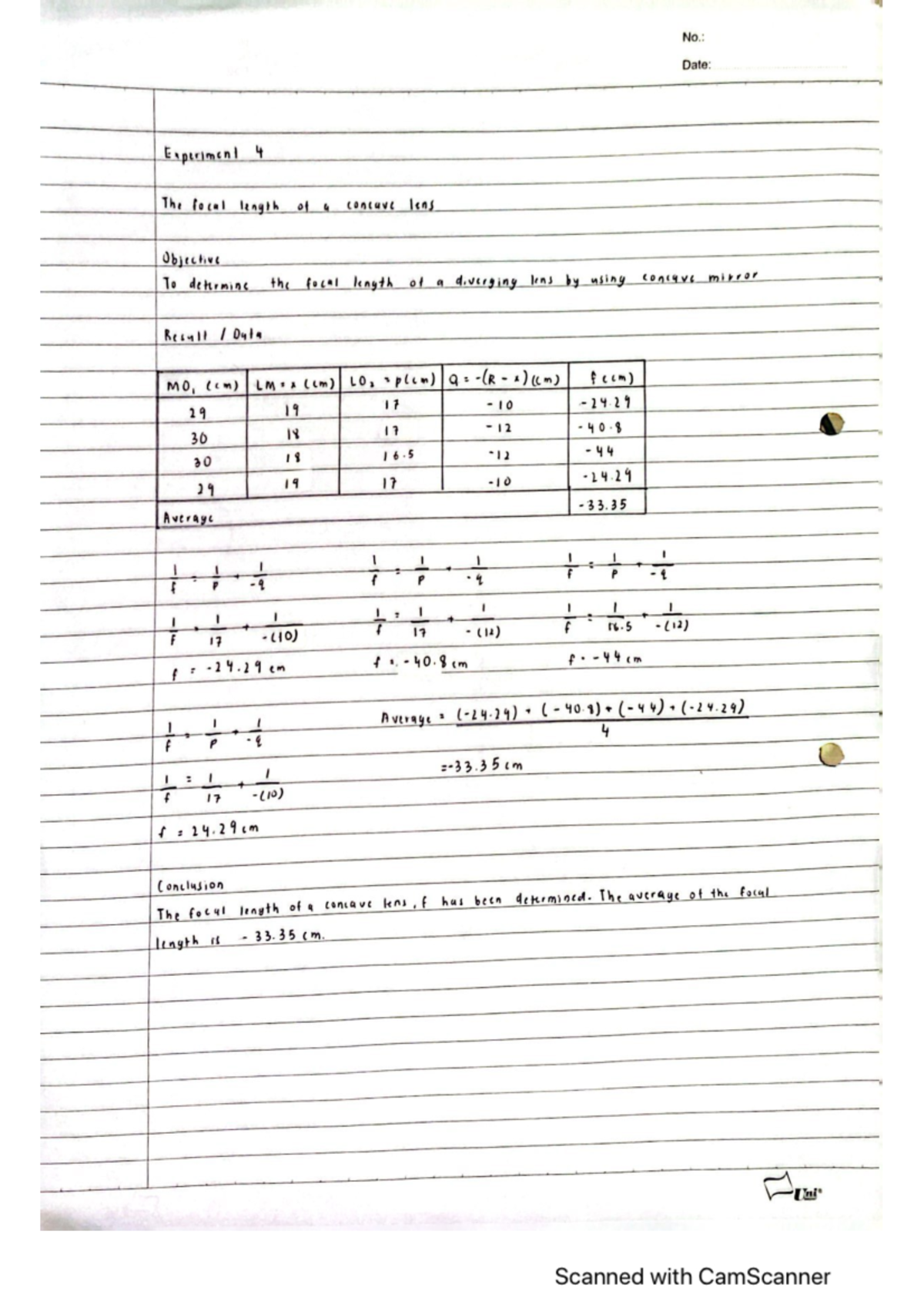 Experiment 4 PHY260 - Optics and Waves - Studocu