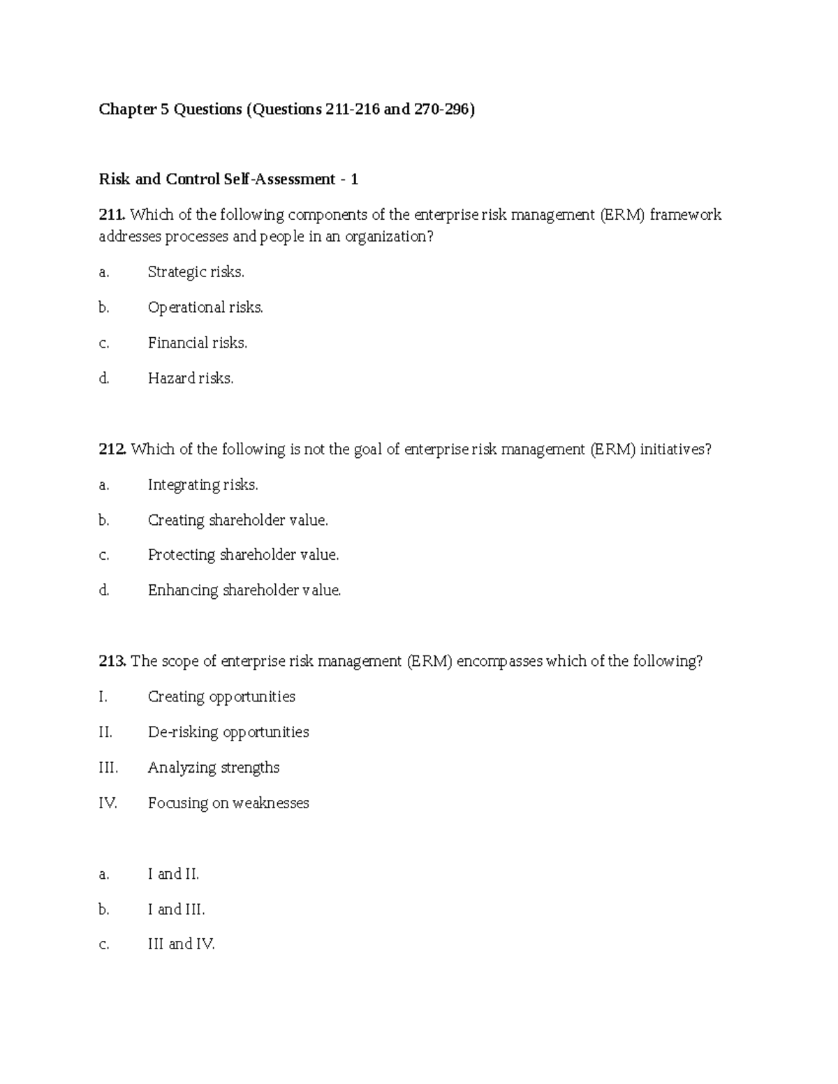 Doc - 123 cha5 - Chapter 5 Questions (Questions 211-216 and 270-296 ...