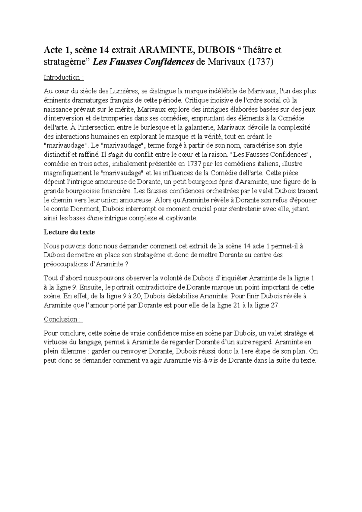 LL5 LFC Acte 1 scène 14 Araminte Dubois - Acte 1, scène 14 extrait ...