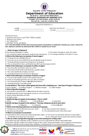 SHS CNF COT - lesson plan - Republic of the Philippines Department of Education REGION X ...