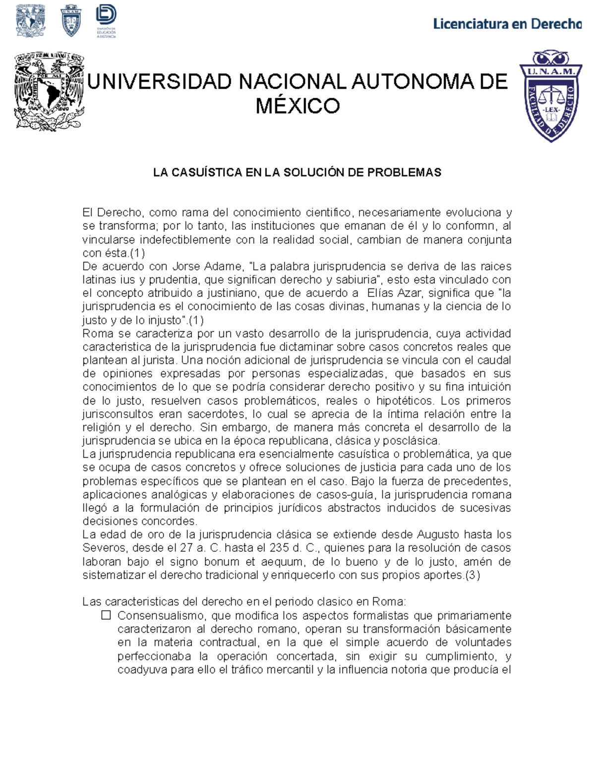 La casuistica en la solución de problemas - UNIVERSIDAD NACIONAL ...