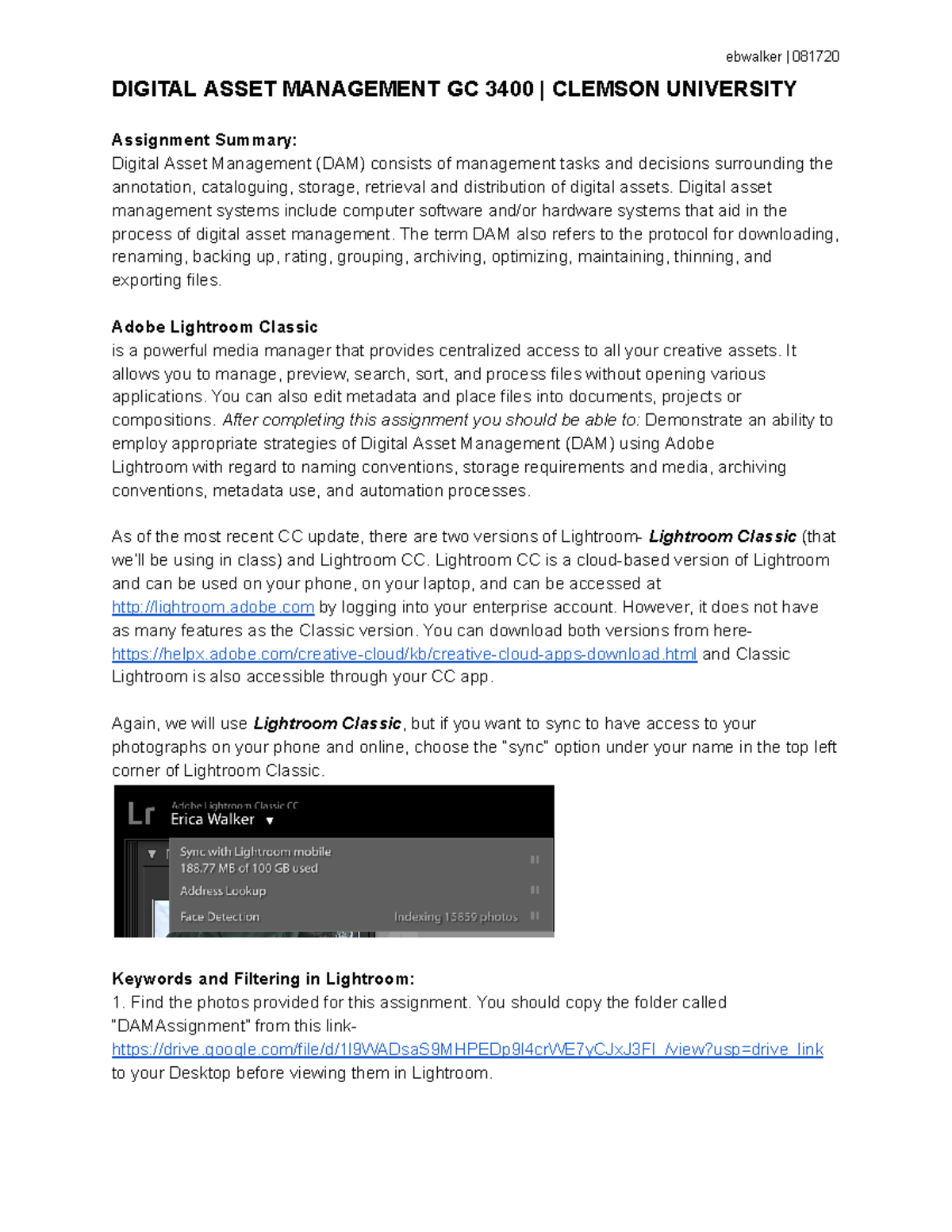 01 DAM assignment - DAM Photography - DIGITAL ASSET MANAGEMENT GC 3400 ...