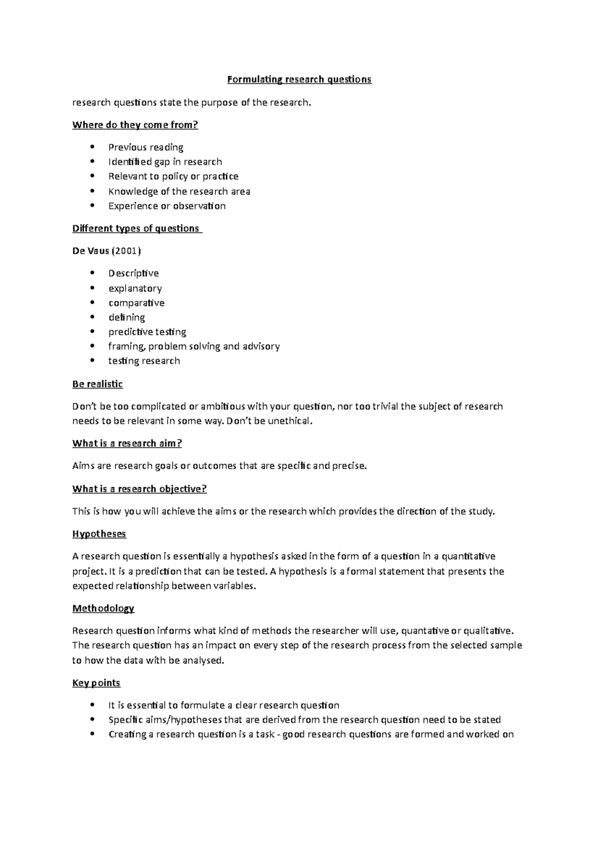 Formulating research questions - Formulating research questions ...