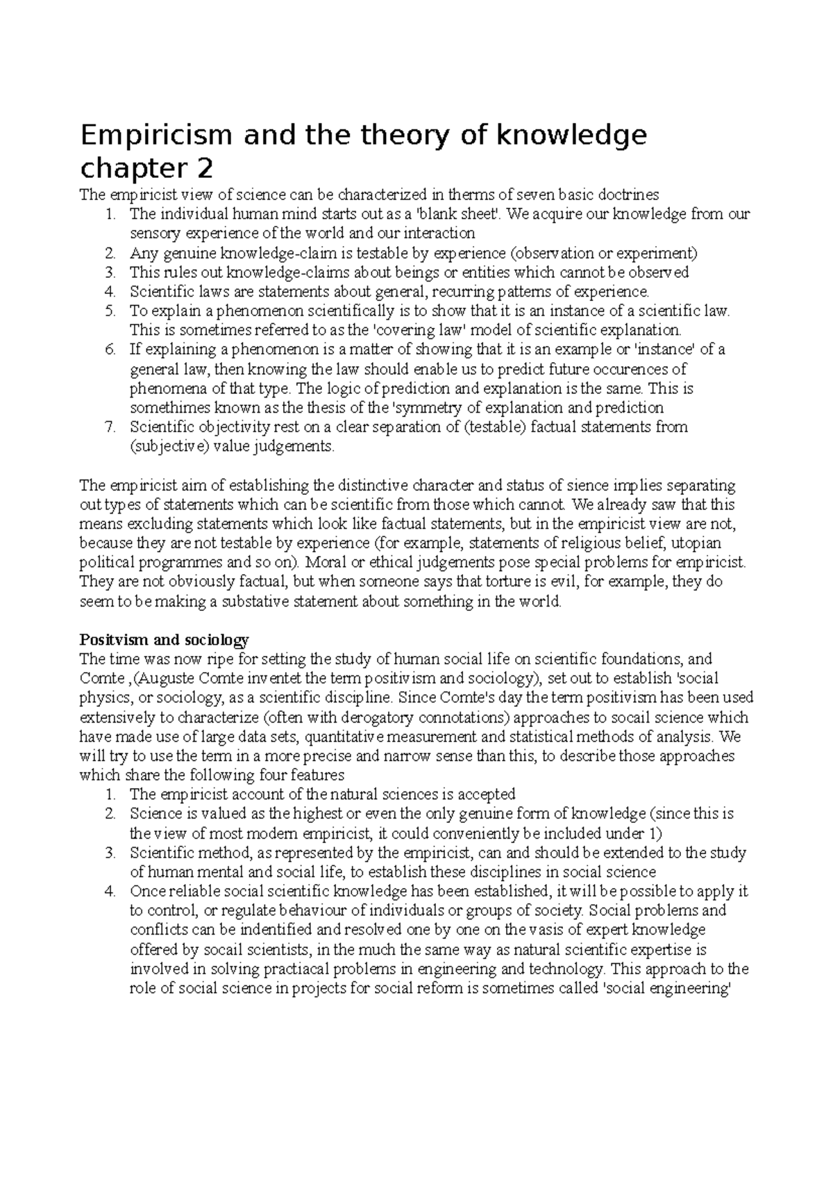Videnskabsteori-noter-tirsdag - Empiricism and the theory of knowledge ...