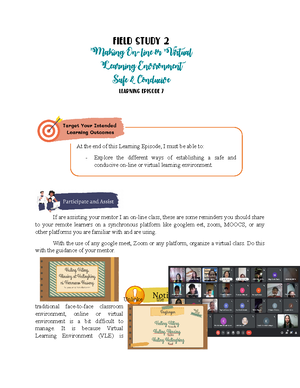 FS 1 EP 8 - Field Study 1 Episode 8 - LEARNING EPISODE 8: Close ...