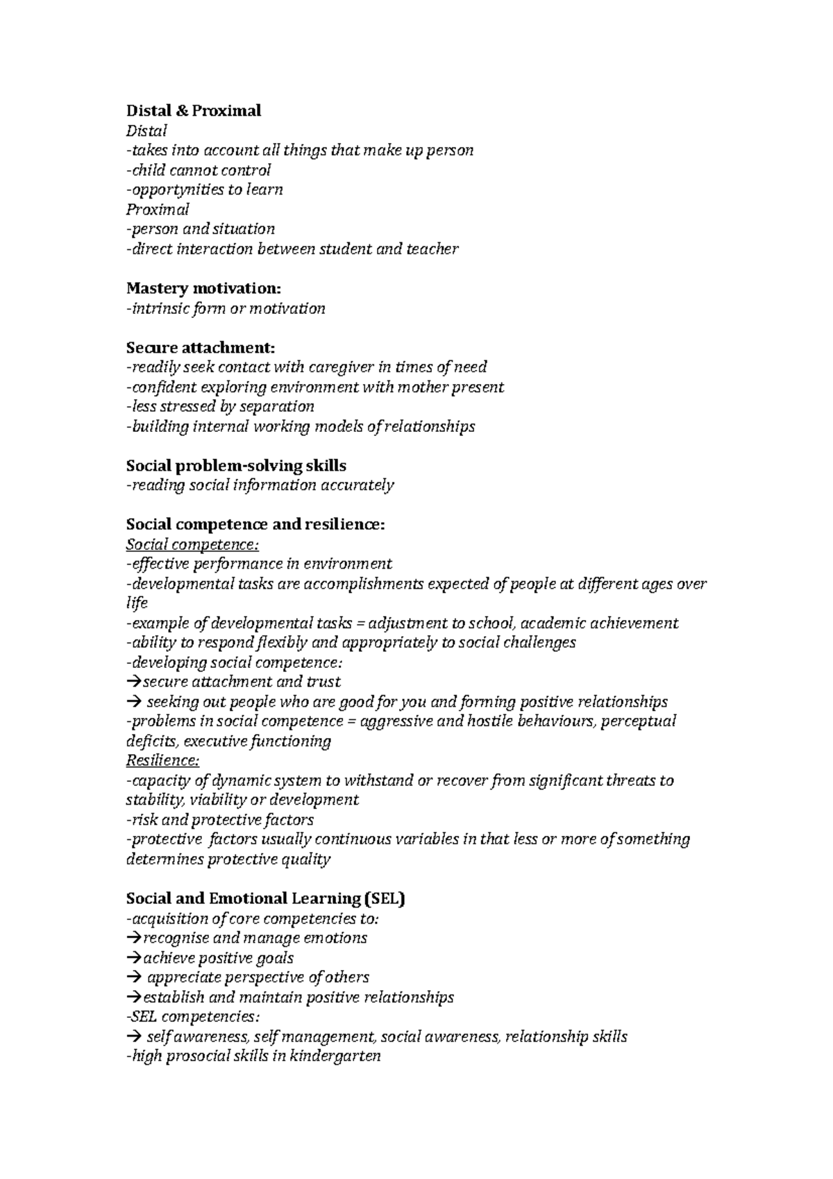 363 Notes final - Main concept summaries - Distal & Proximal Distal ...