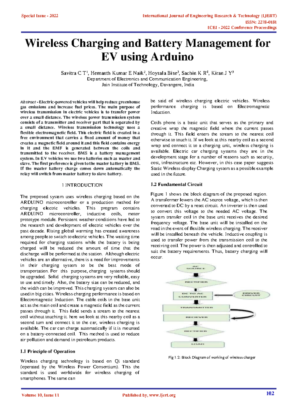 Wireless charging and battery management for ev using arduino Ijertconv ...