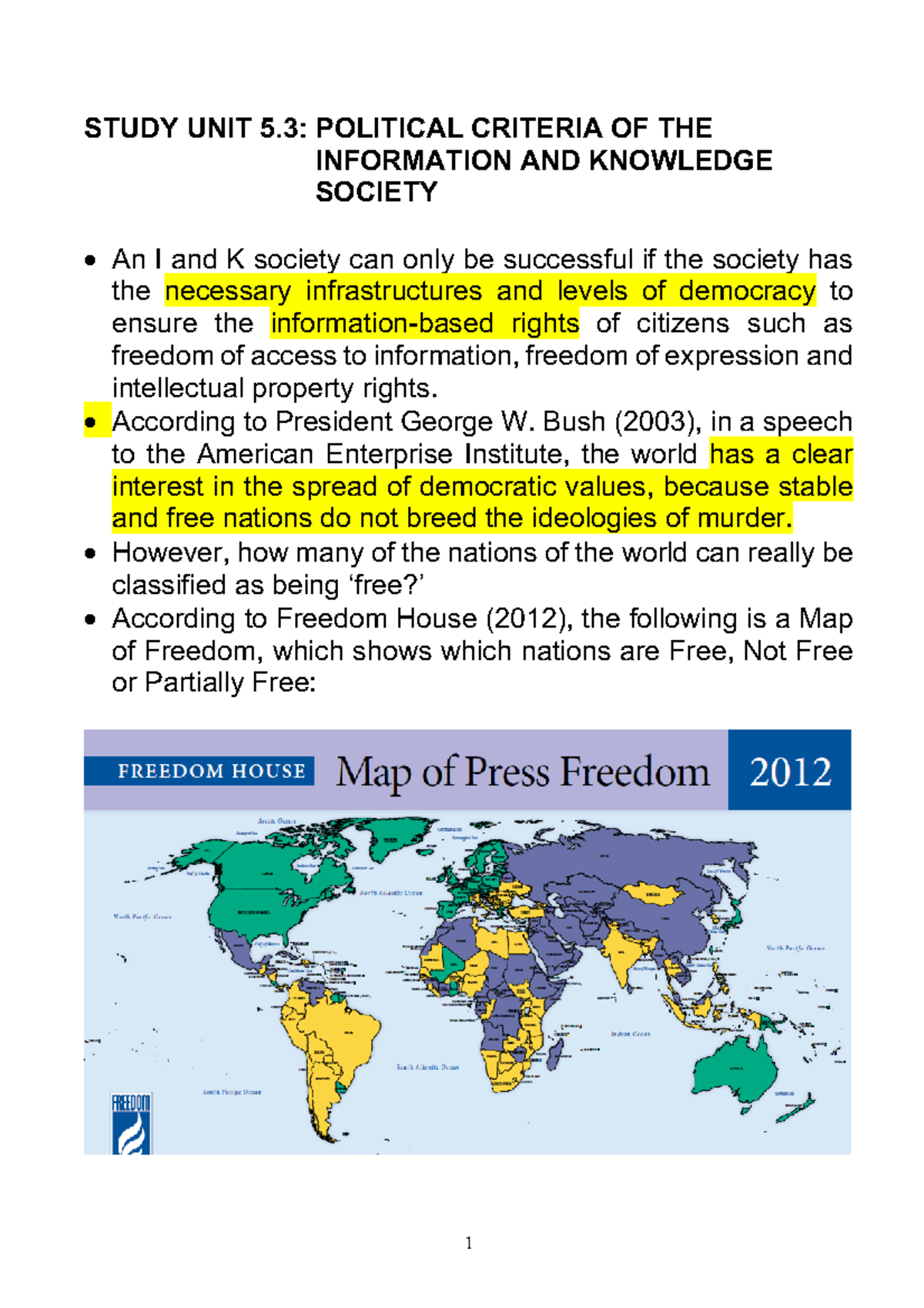 5.3. Political criterion - STUDY UNIT 5 .3: POLITICAL CRITERIA OF THE ...