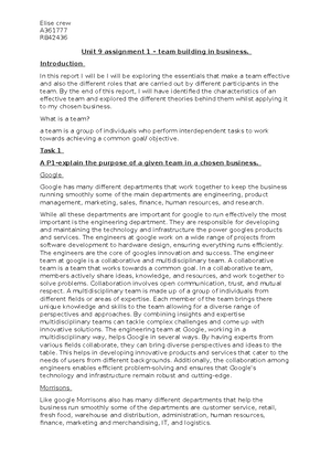 Assignment-unit 22 - assignment 1 unit 22-distinction - Elise crew Unit 22-market research - Studocu