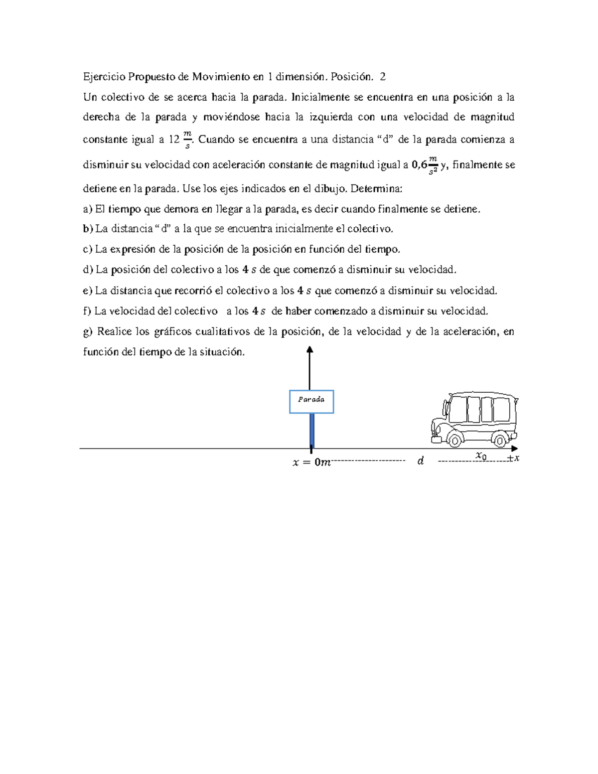 7. Cinemática. Movimiento en 1 dimensión. ejercicio de posicion 2 ...