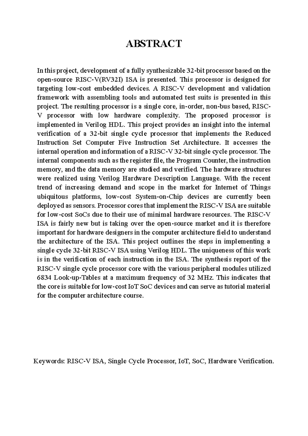 Batch-18 Abstract - ABSTRACT In this project, development of a fully synthesizable 32-bit ...