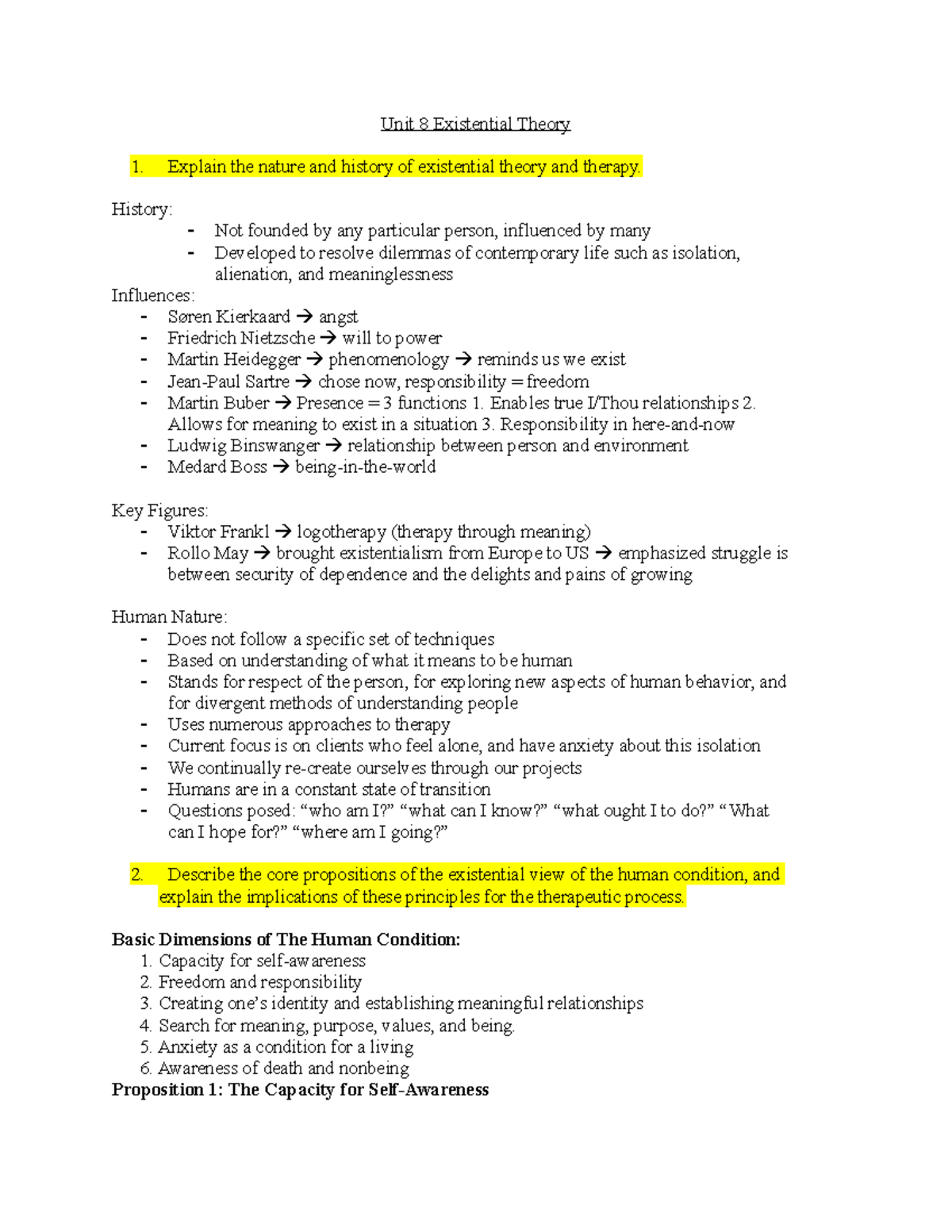 Unit 8 Existential Theory - Unit 8 Existential Theory Explain the ...